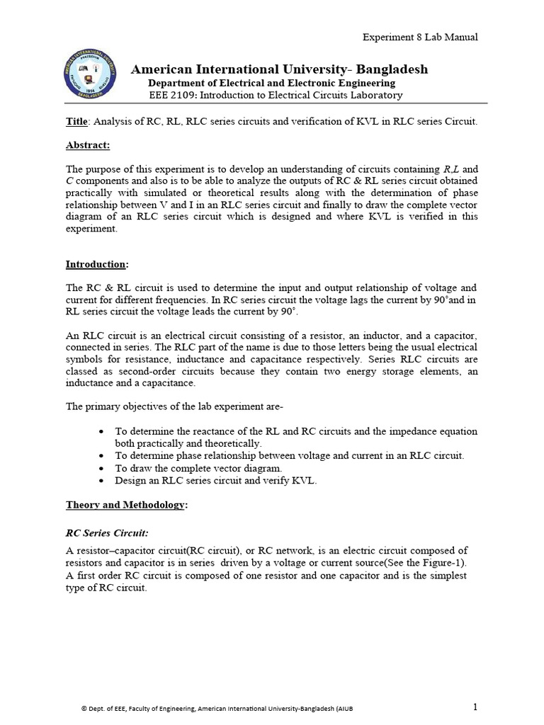 IEC LAB_EXP 08_FALL 23-24 | PDF | Electrical Network | Electrical Impedance