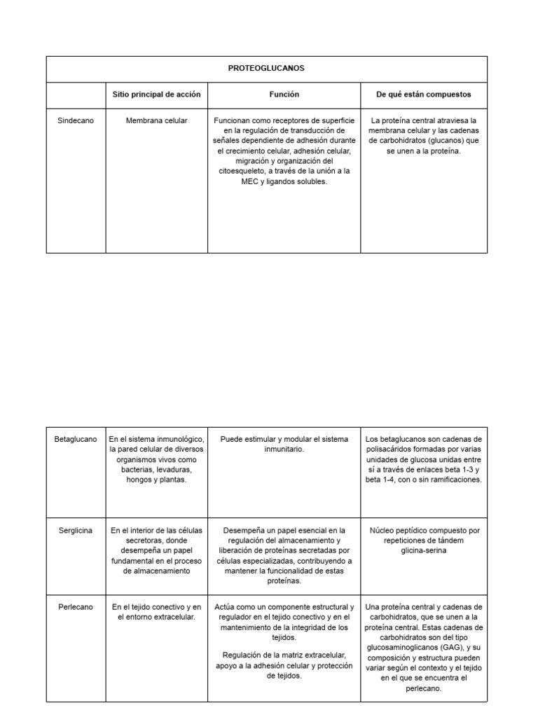 Proteoglicanos y sus funciones | PDF | La matriz extracelular ...