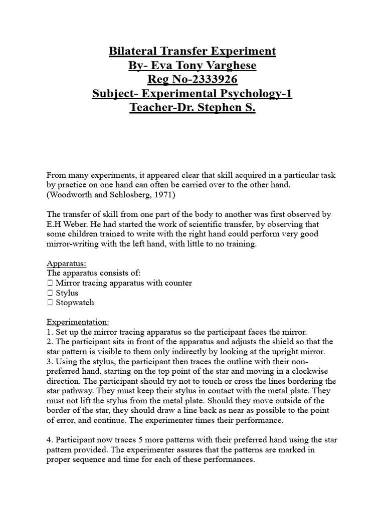 Bilateral Transfer | Download Free PDF | Learning | Cognition