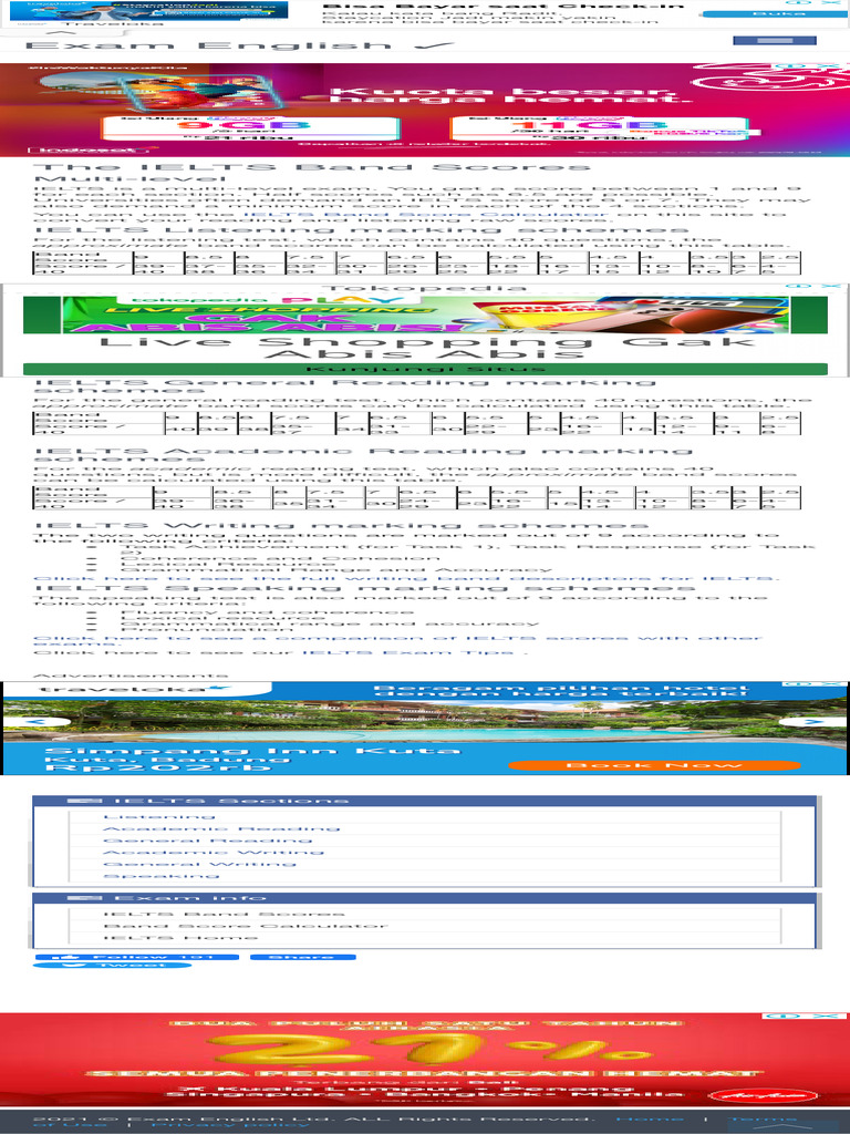 IELTS Band Scores and Marking Criteria | PDF | International English ...