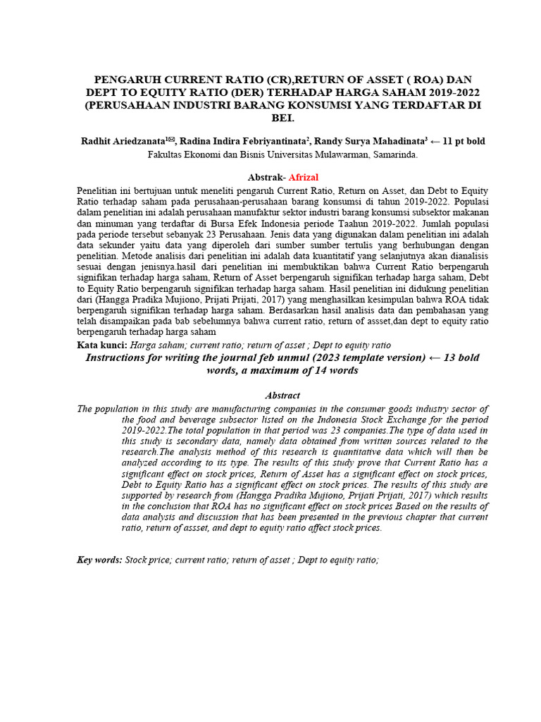 Petunjuk Penulisan Jurnal Feb Unmul. - 1 | PDF | Bisnis