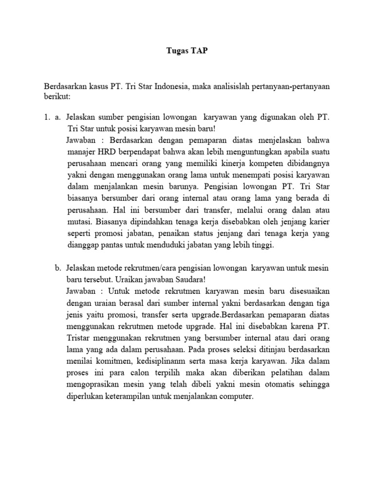 Rekrutmen dan Keadilan Pengupahan PT Tri Star | PDF