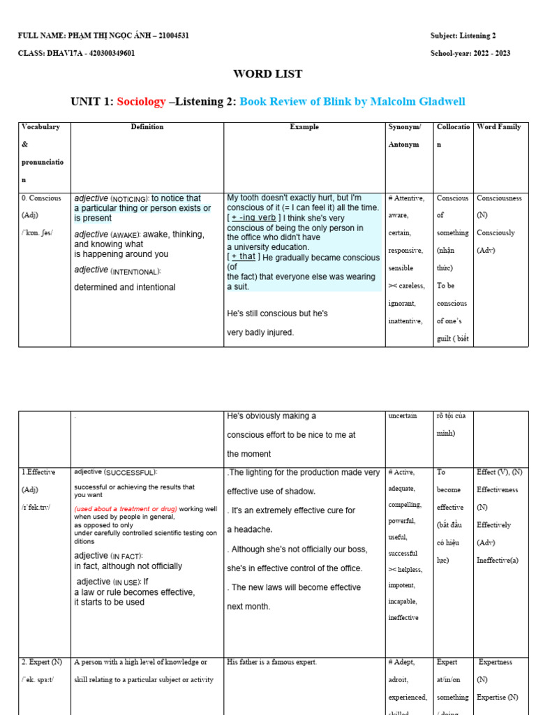 UNIT 1 Sociology - Lisening 2 Book Review of Blink by Malcolm Gladwell ...