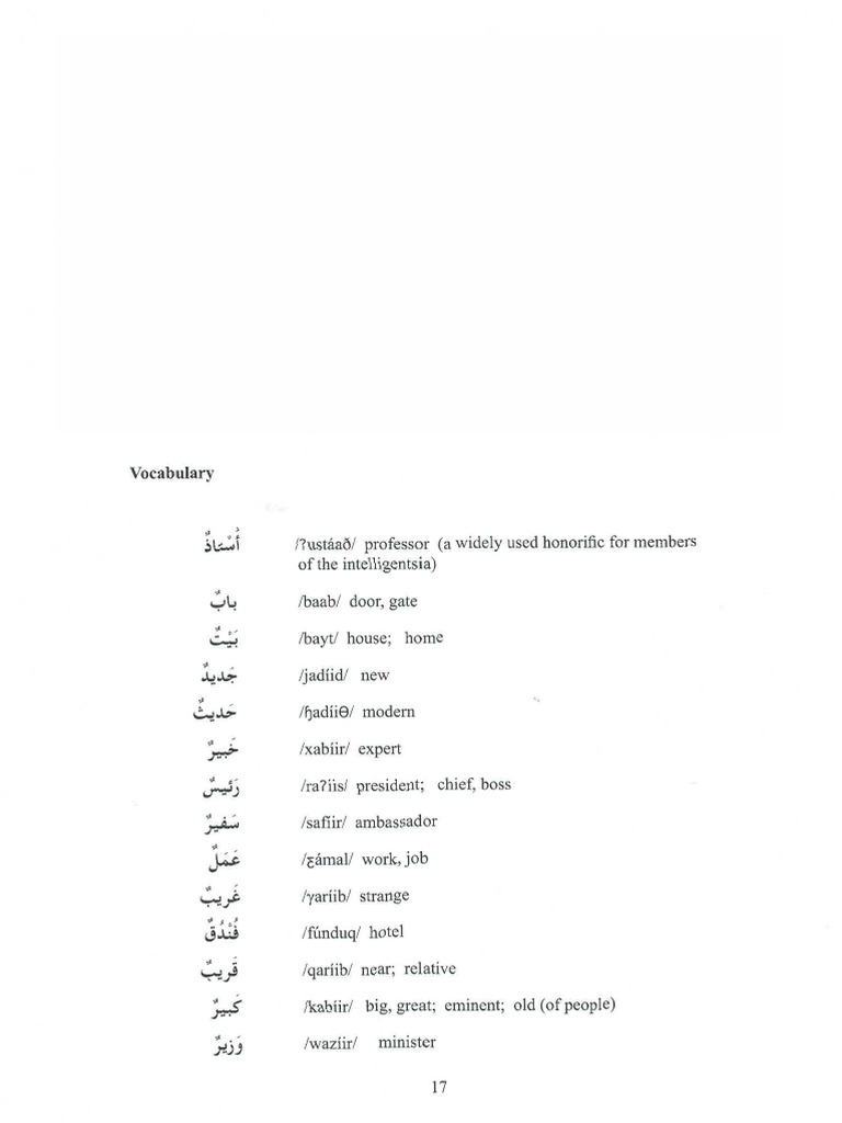 Arabic 1a Book - Vocab | PDF