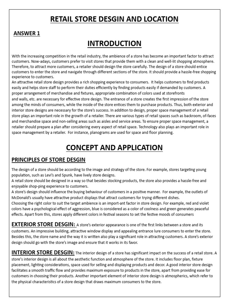 Retail Store Desgin and Location (Sem 3, June 2023-Retail) | PDF ...