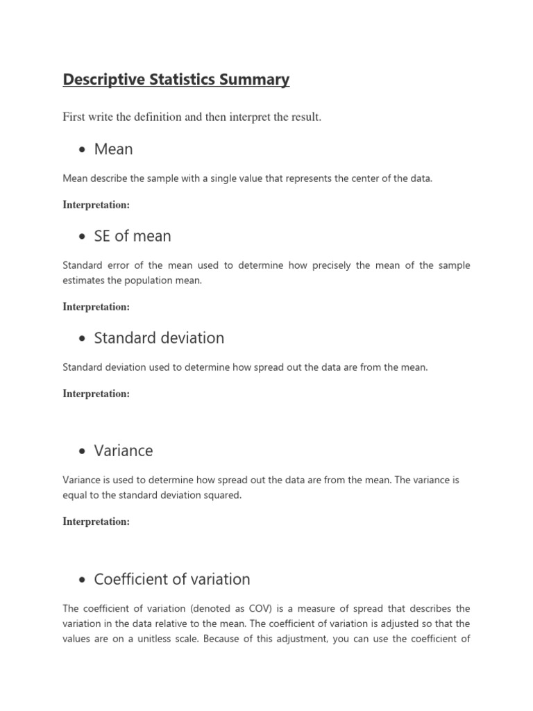 Descriptive Statistics Guide | PDF | Quartile | Standard Deviation
