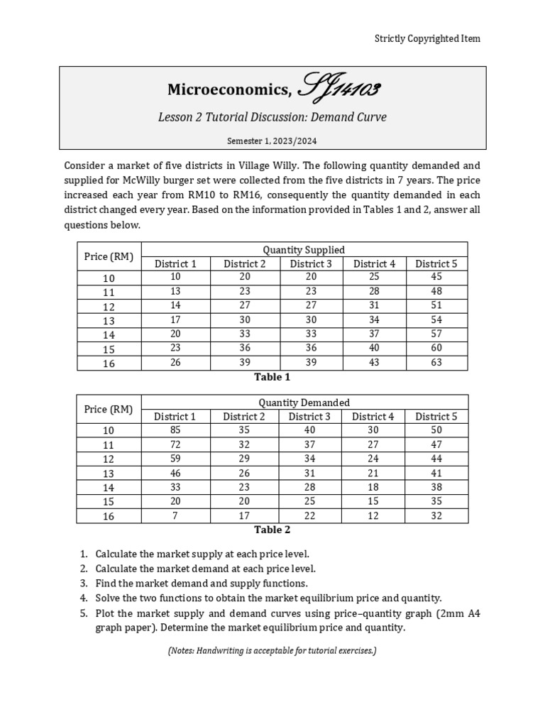 Lecture 2 Tutorial | PDF | Supply And Demand | Supply (Economics)