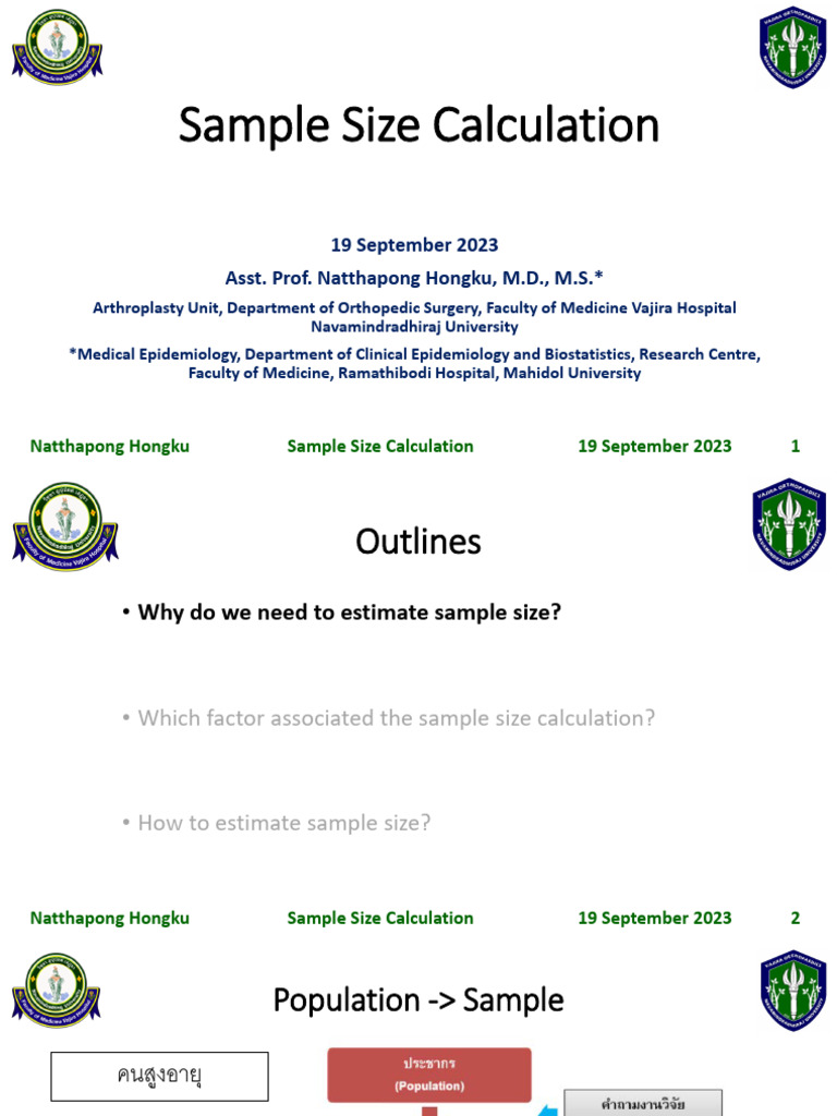 08.30-09.30 Sample Size Calculation - อ.ณัฐพงศ์ หงษ์คู | PDF
