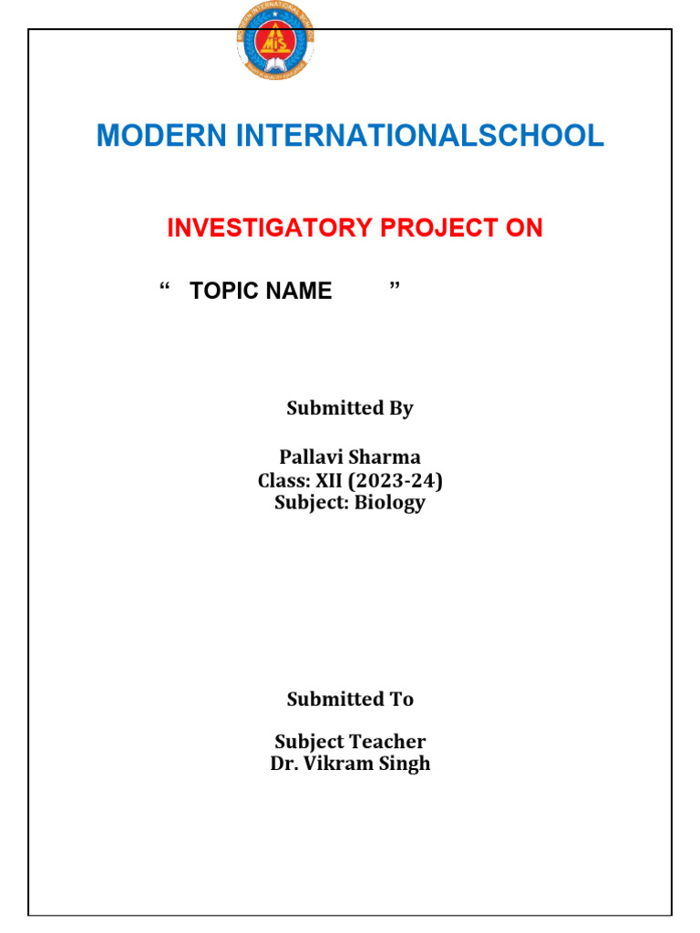 Bio Investigation Project Class 12 | PDF