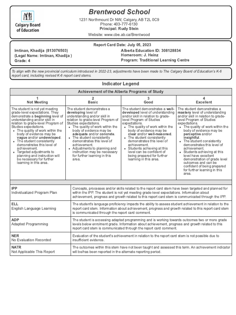 CBE Report Card | PDF