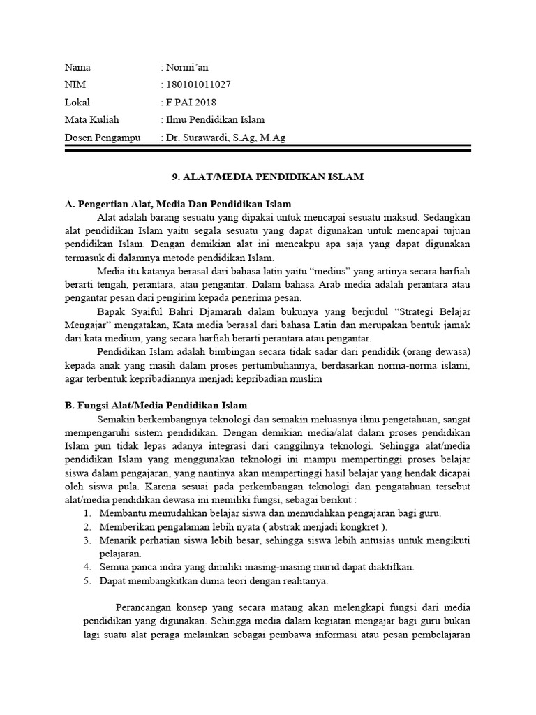 Alat Dan Media Pendidikan Islam | PDF