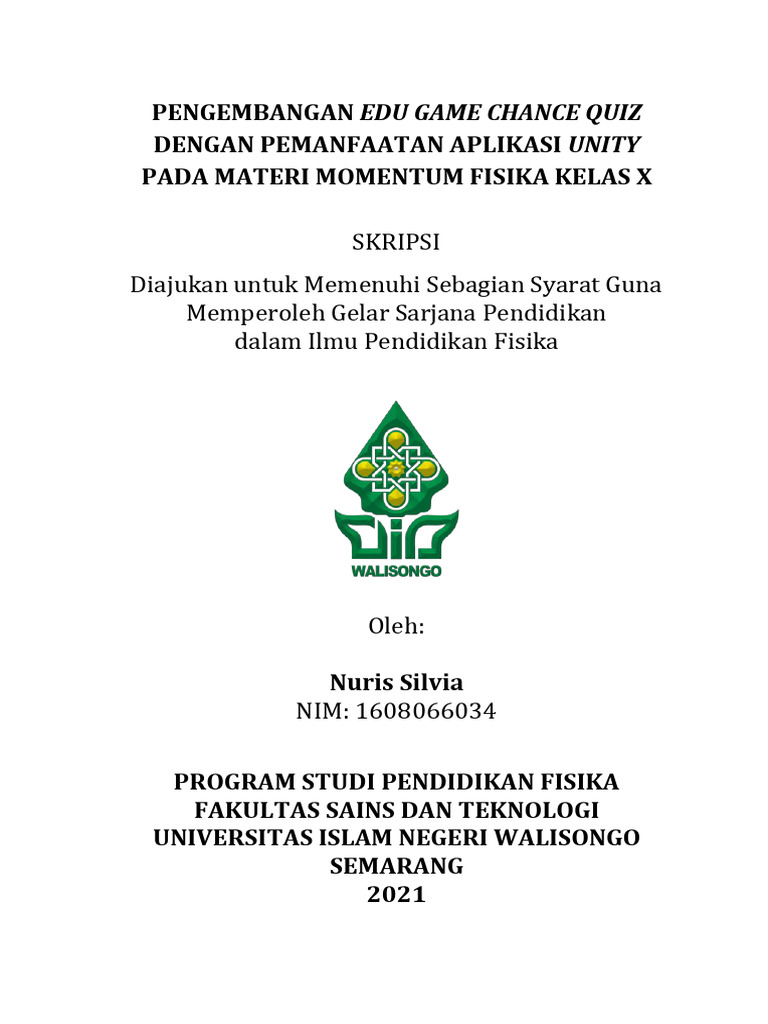 Nuris Silvia - Lengkap Tugas Akhir - Nuris Silvia | PDF