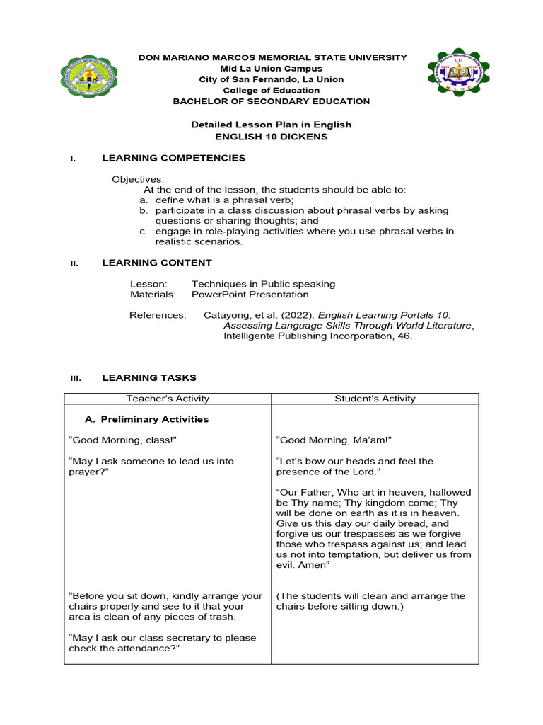 Demi-Claire-Lesson Plan Techniques in Public Speaking | PDF | Public ...