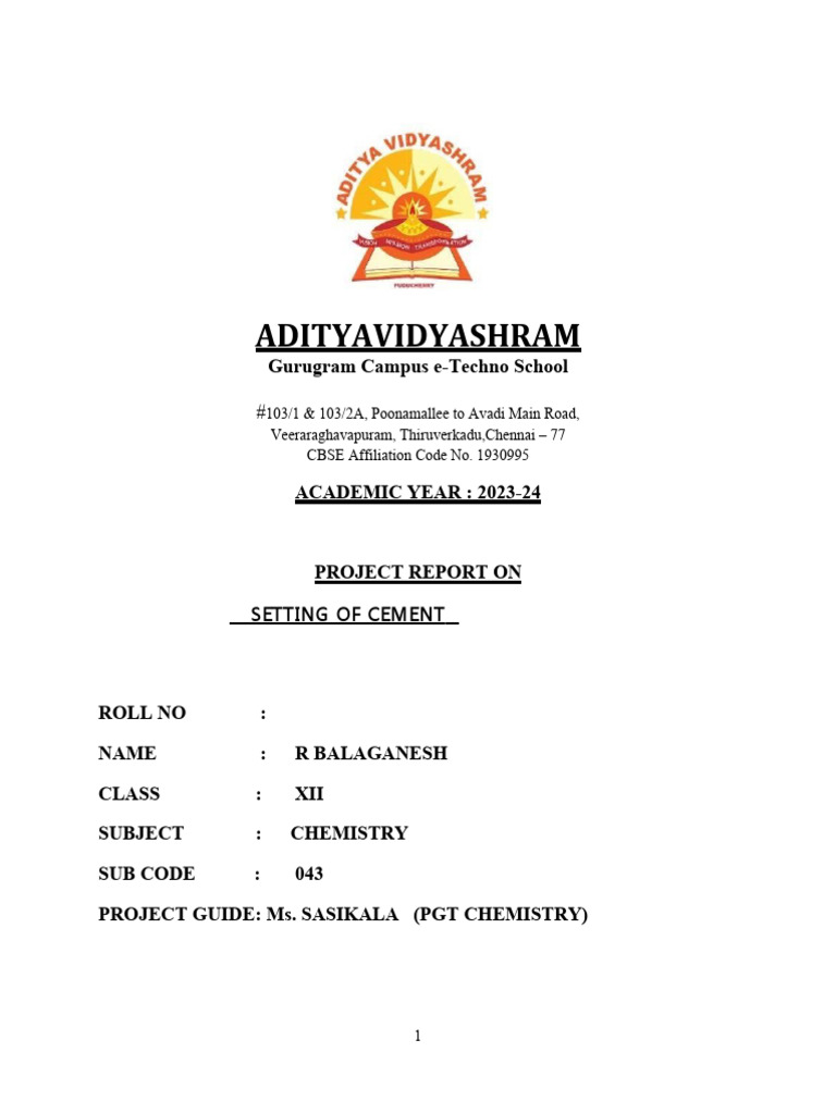 Front Page For Project | PDF