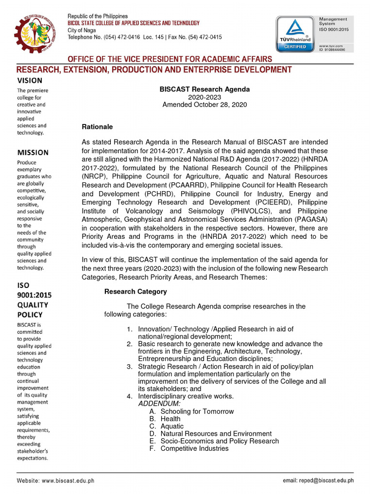 Biscast College Research Agenda | PDF | Sustainability | Climate Change