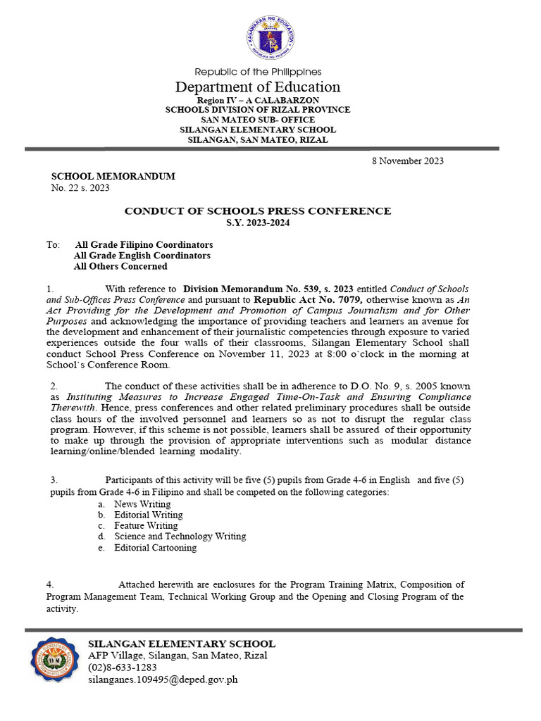 Memo On SPC 2023 | PDF