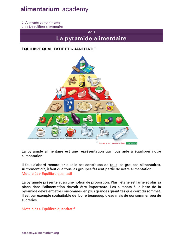 La pyramide alimentaire expliquée | PDF | Nourritures | Nourriture et ...