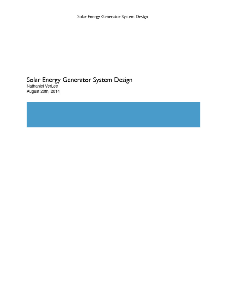 Solar Energy Generator System Design | PDF | Electric Generator | Amplifier