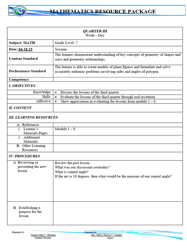 Third Grading Review | PDF | Circle | Angle