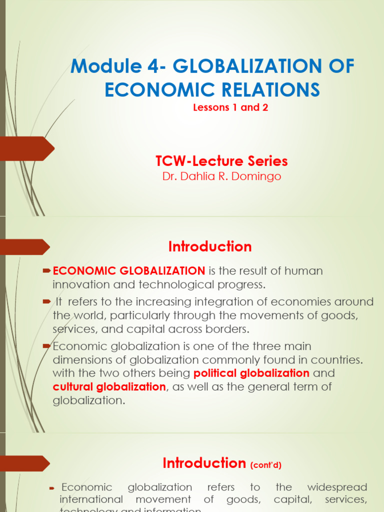 Module 4 Lesson 1 To 3 Globalization of Economic Relations | PDF ...