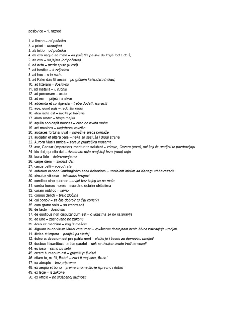 Poslovice 1. - 2. Razred | PDF