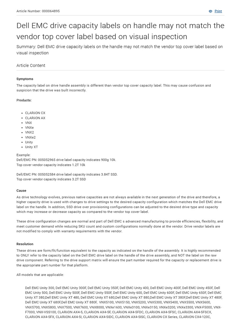 Dell EMC Drive Capacity Labels On Handle May Not Match The Vendor Top ...