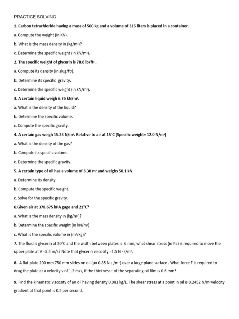 FLUMECH Practice Problems | PDF