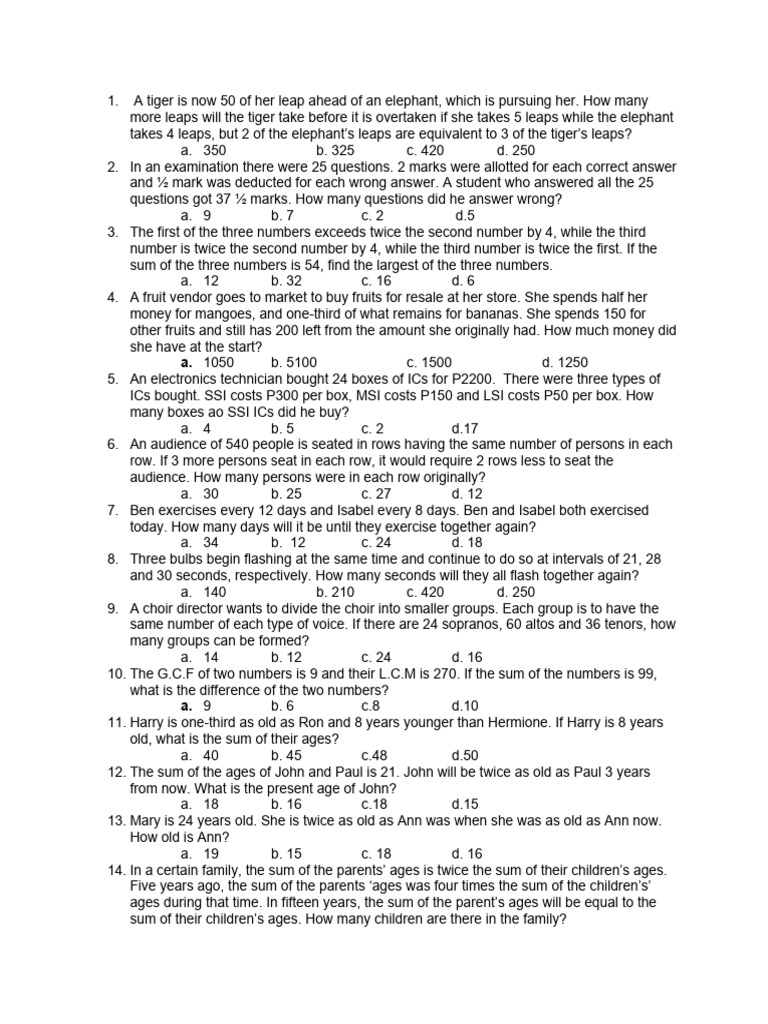 Math Problem Solving Quiz | PDF | Speed