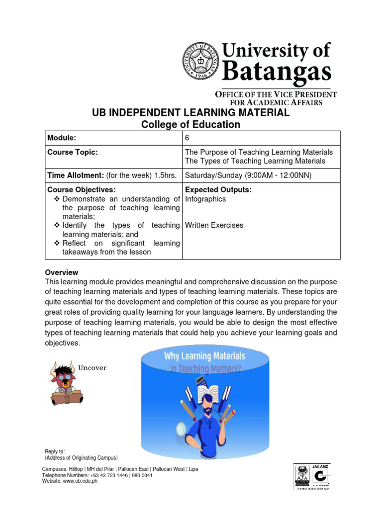 Teaching Learning Materials Overview | PDF | Learning | Experience