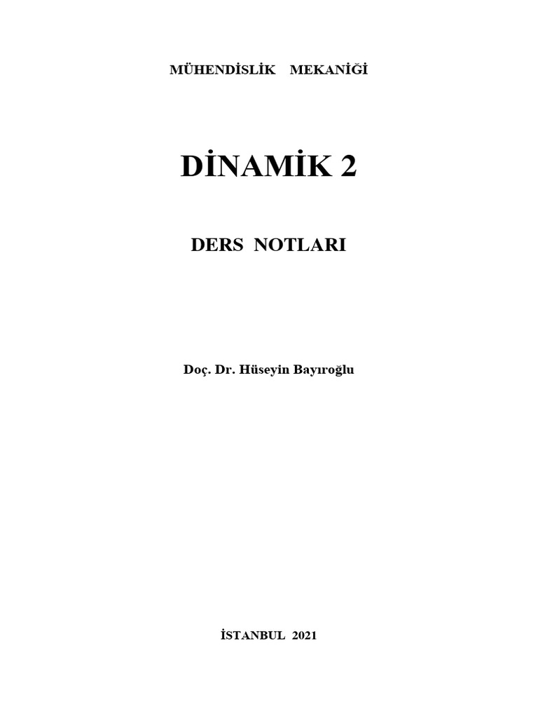 Dinamik 2 Dersi 1 Baslangic | PDF