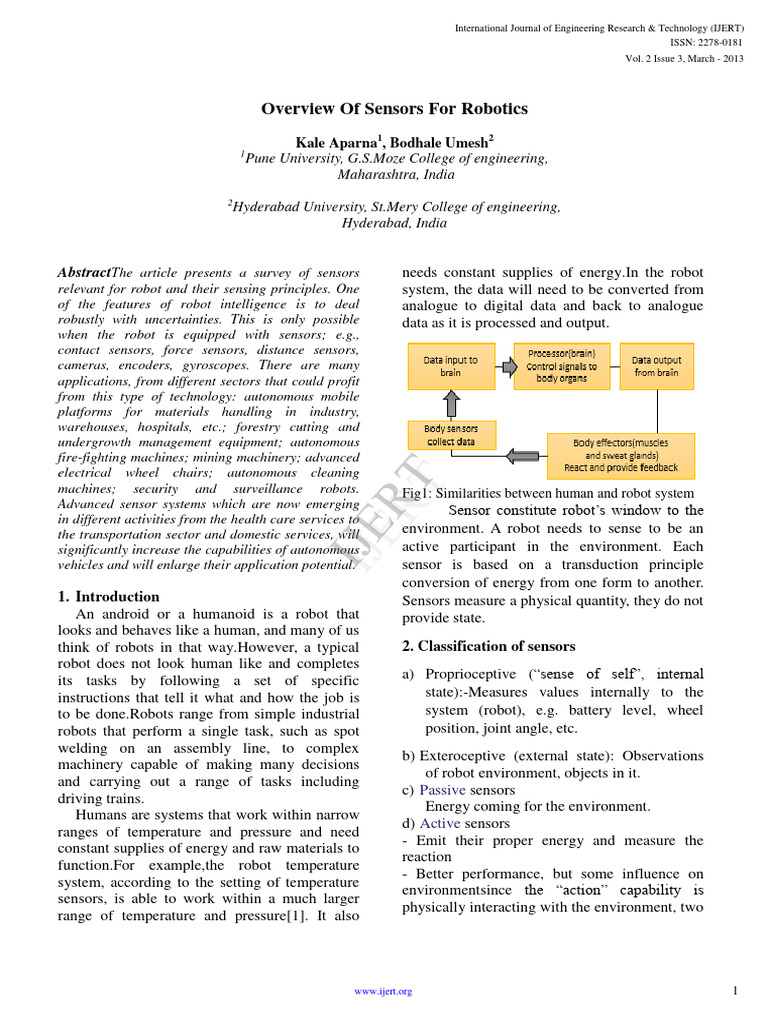 Robotic Sensors PDF | PDF | Sensor | Force