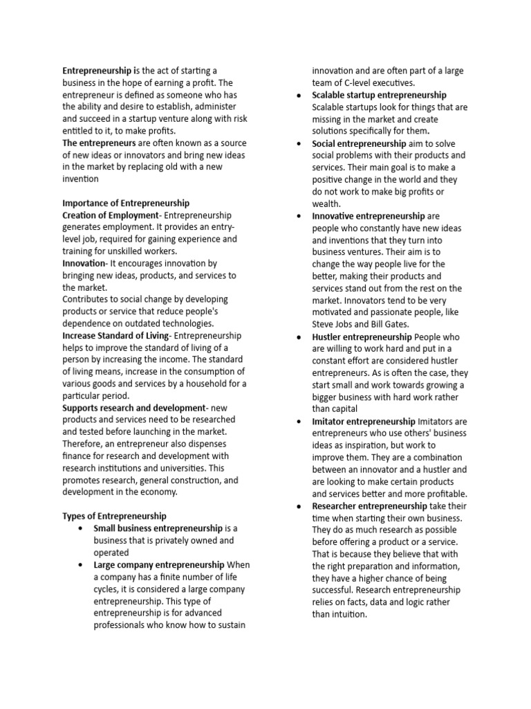 ENTREPRENEURSHIP | PDF | Entrepreneurship | Business Plan