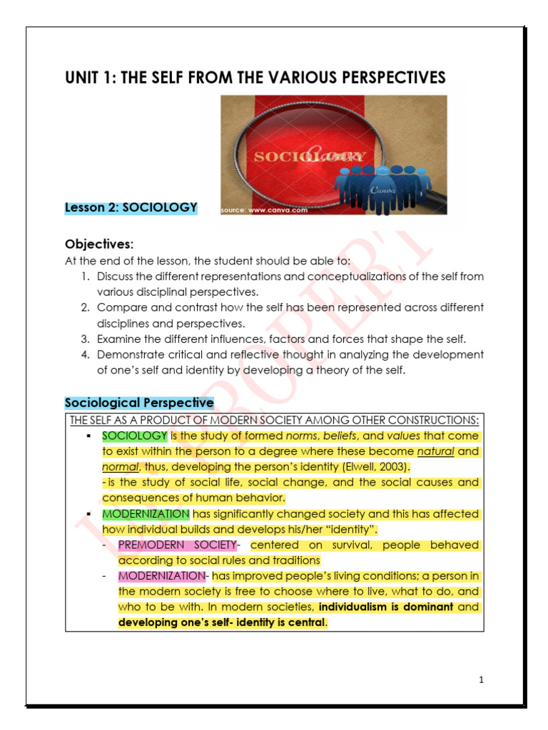 THSELF1 Chapter 2 - Sociology | PDF | Identity (Social Science) | Self