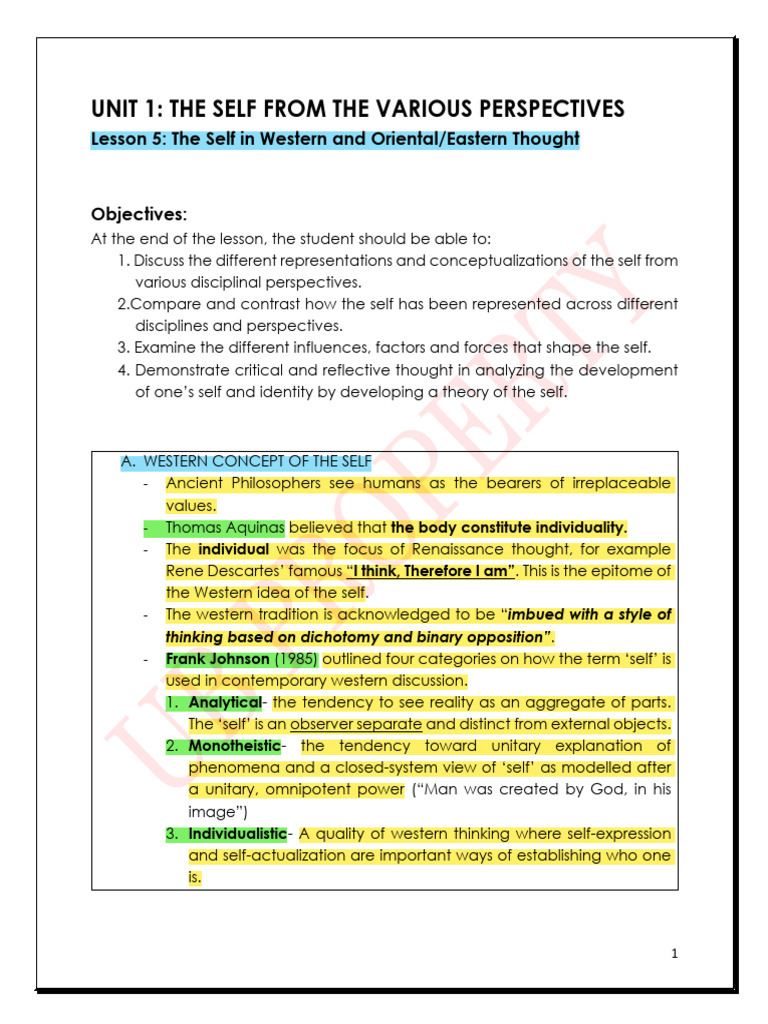 THSELF1 Chapter 4 - The Self in Western and Eastern Thought | PDF ...