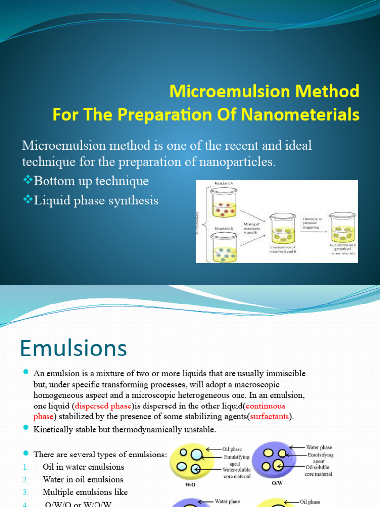 Microemulsion Method | PDF | Emulsion | Surfactant