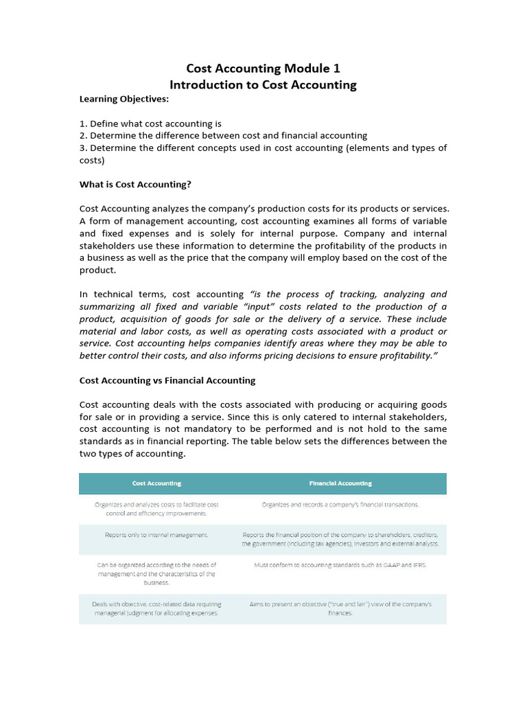 Part 1 - Cost Concepts and Costing Methods | PDF | Cost Of Goods Sold ...
