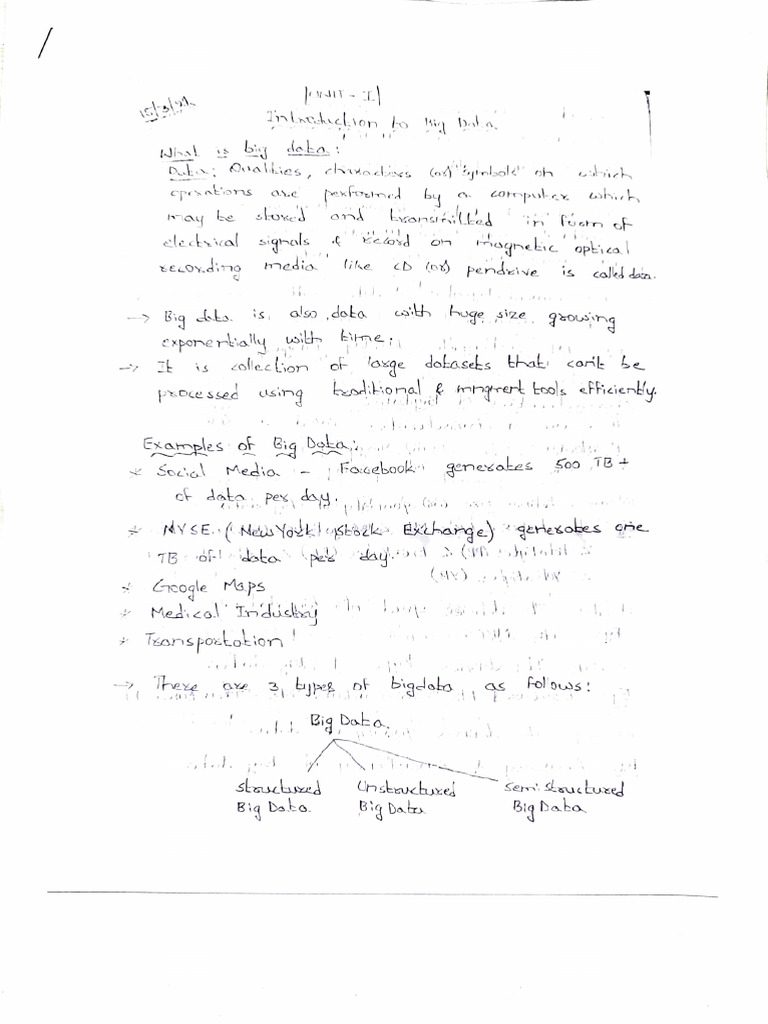 Unit - 1 Big Data Handwritten Notes | Download Free PDF | Computing