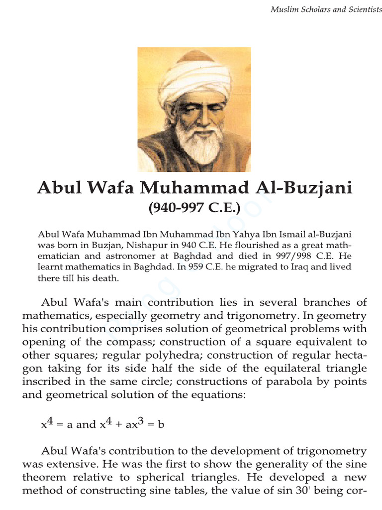 Abul Wafa Muhammad Al-Buzjani | PDF