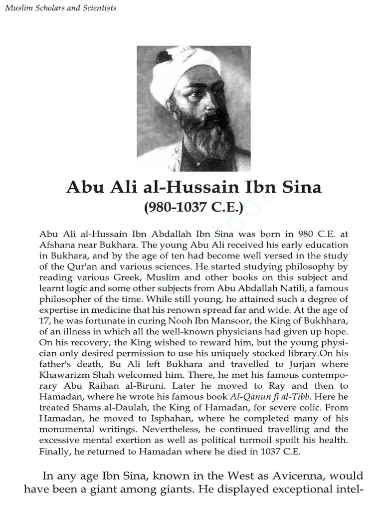 Abu Ali Al-Hussain Ibn Sina | PDF