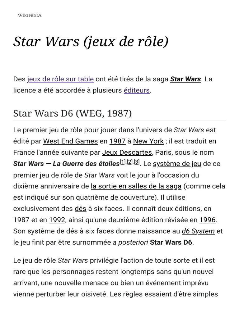 Star Wars (Jeux de Rôle) | PDF | Jeux de rôles | Guerres des étoiles