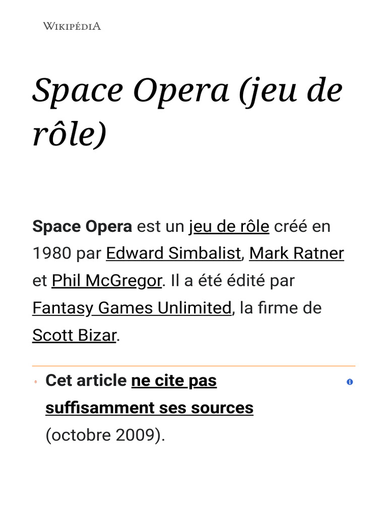 Space Opera : Jeu de rôle de SF | PDF | Gaming