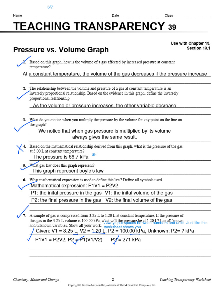 Pressure-Volume Relationship Worksheet | PDF | Gases | Pressure
