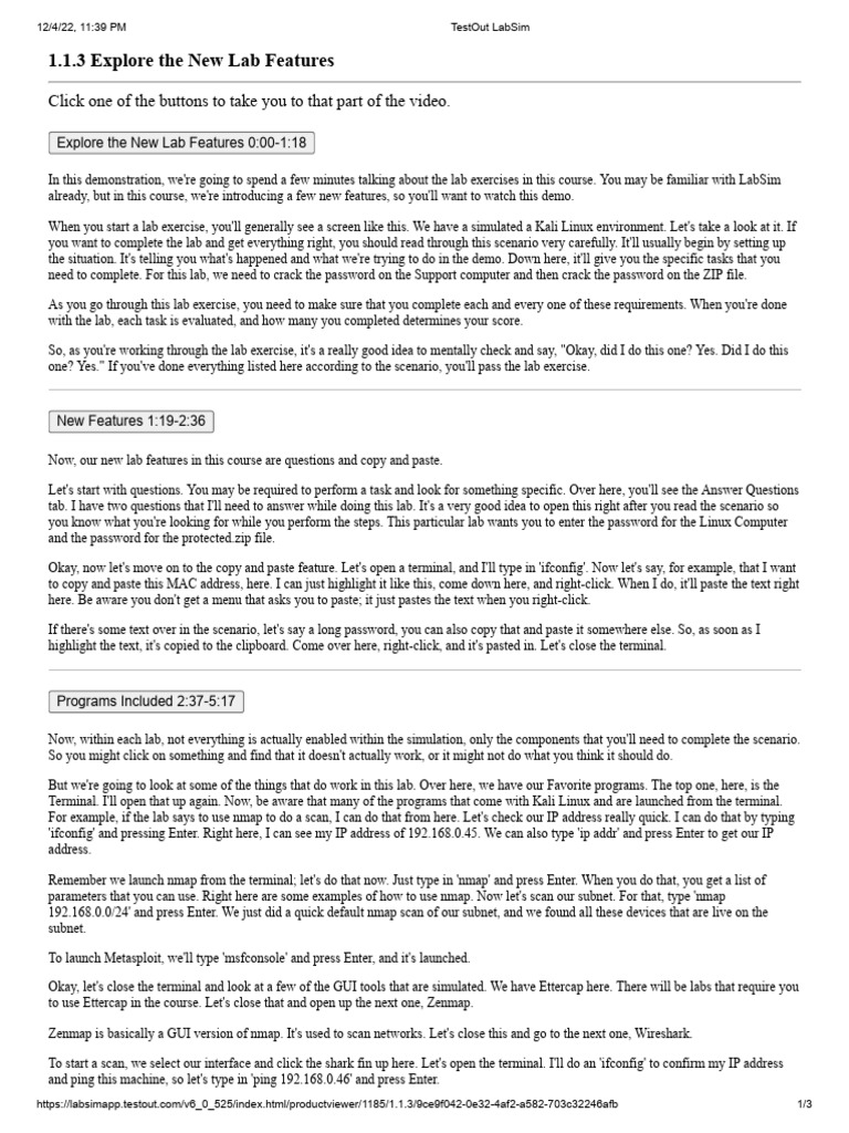 1.1.3 Explore The New Lab Features | PDF | Password | Computing