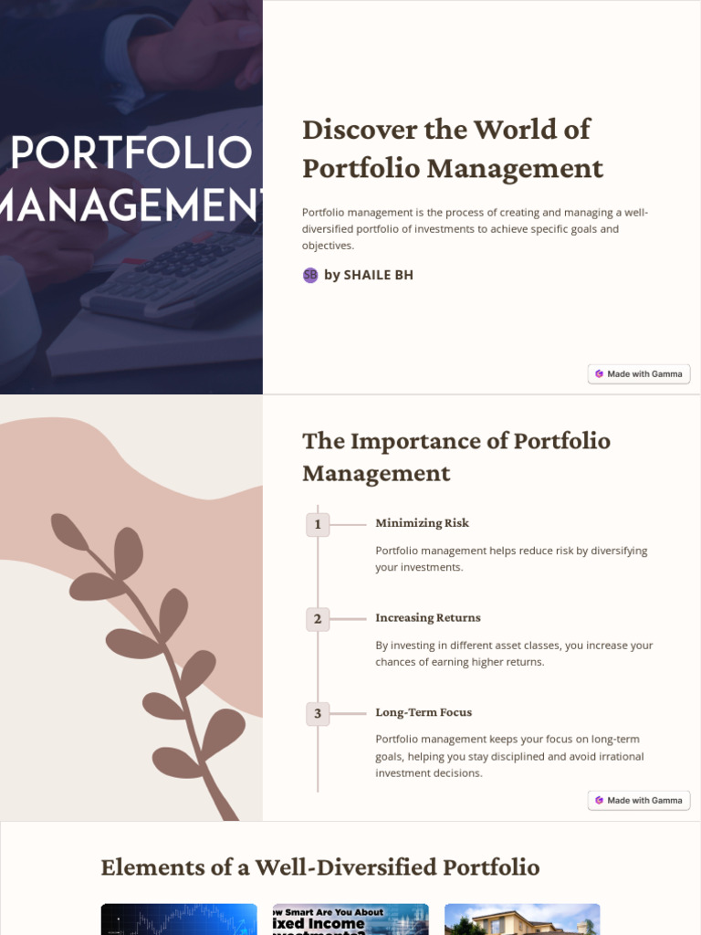 Discover The World of Portfolio Management | PDF | Investing ...