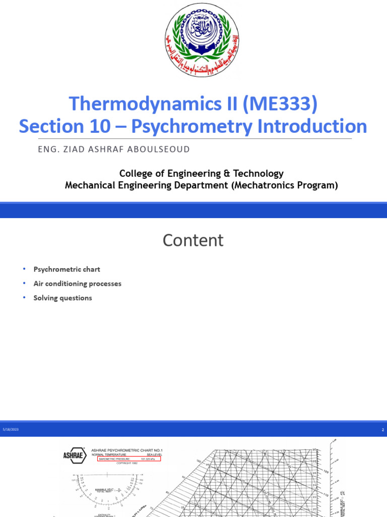 Section10-Psychrometry Introduction | PDF | Humidity | Continuum Mechanics