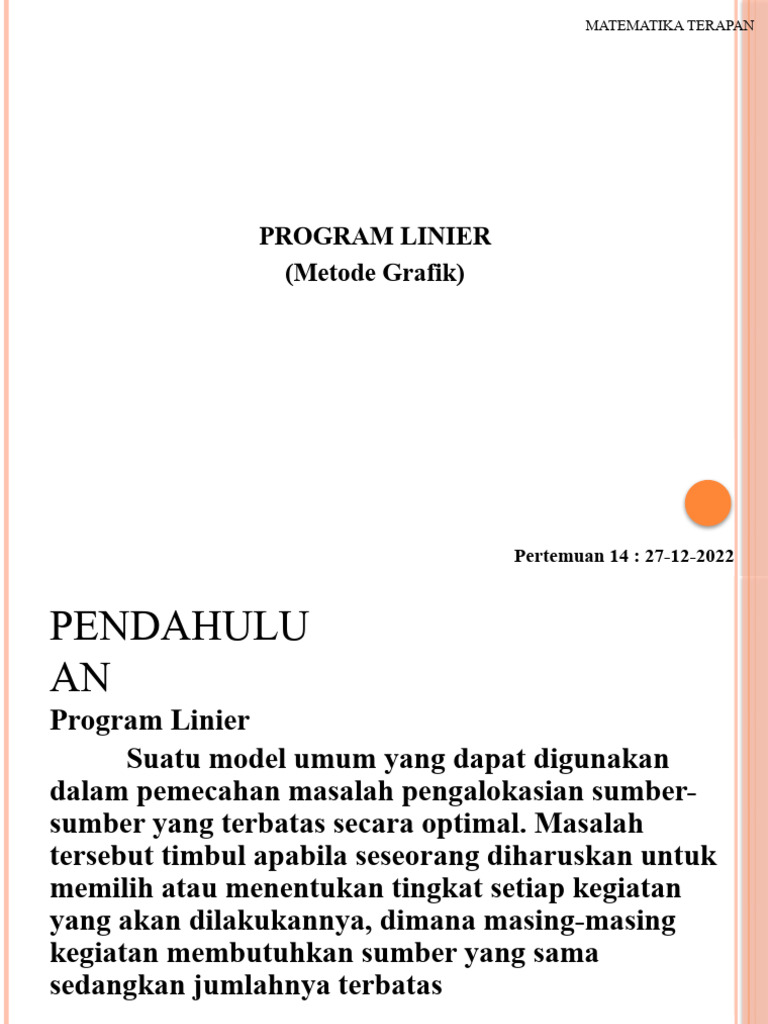Optimasi Program Linier: Metode Grafik | PDF | Metode & Bahan Ajar