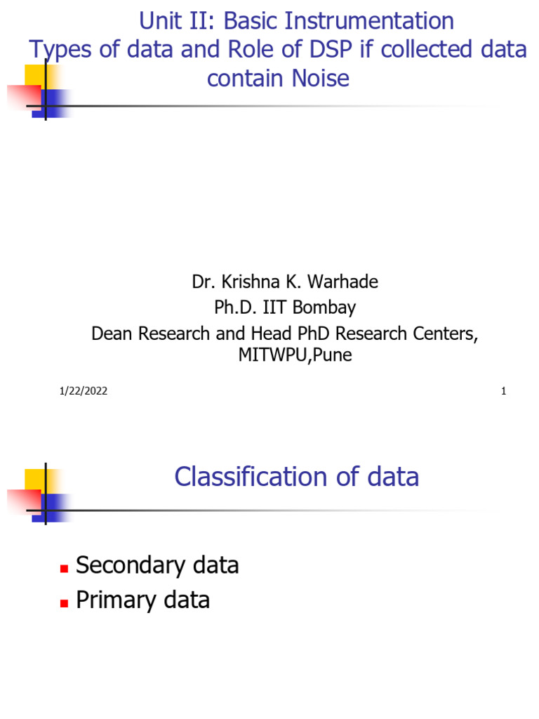 Unit II Types of Data and Role of DSP If Data Contains Noise | PDF ...