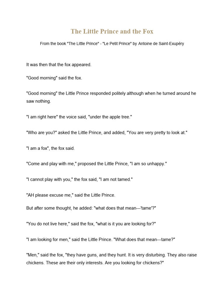 The Little Prince and the Fox | PDF | The Little Prince