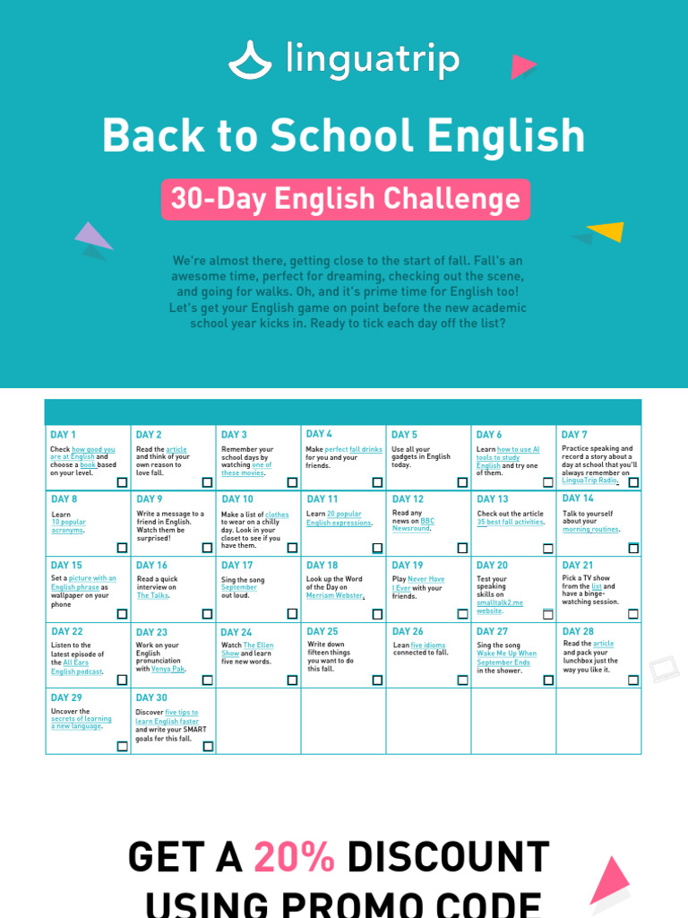 LinguaTrip - 30-Day English Challenge | PDF | English Language
