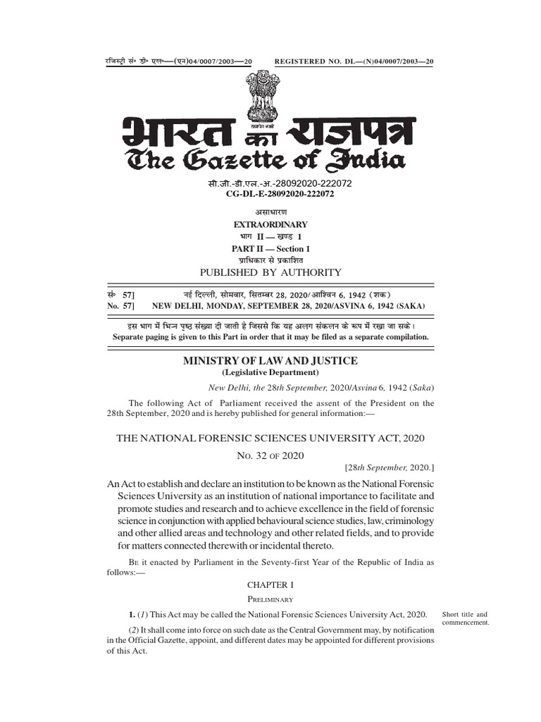 NFSU Act 2020 | PDF | Board Of Directors | University